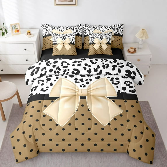 Castle Fairy Dreamy Ribbon Bowtie Twin Bedding Sets,Black Leopard ...
