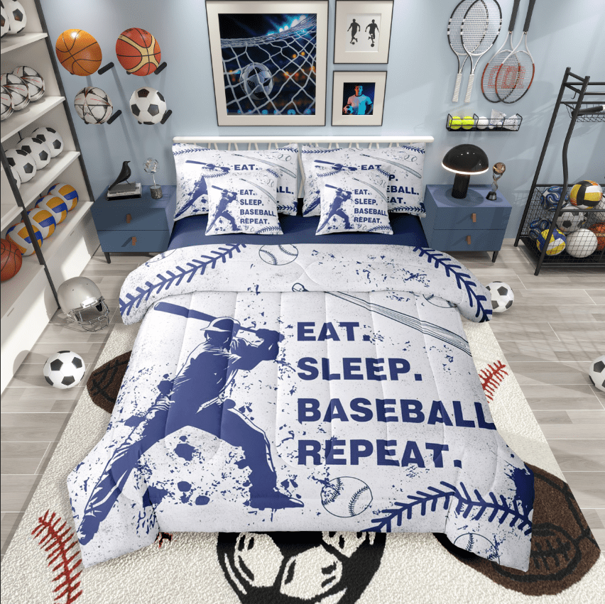 Castle Fairy Eat Sleep Baseball Boy 7 Pieces Bedding Comforter Set ...