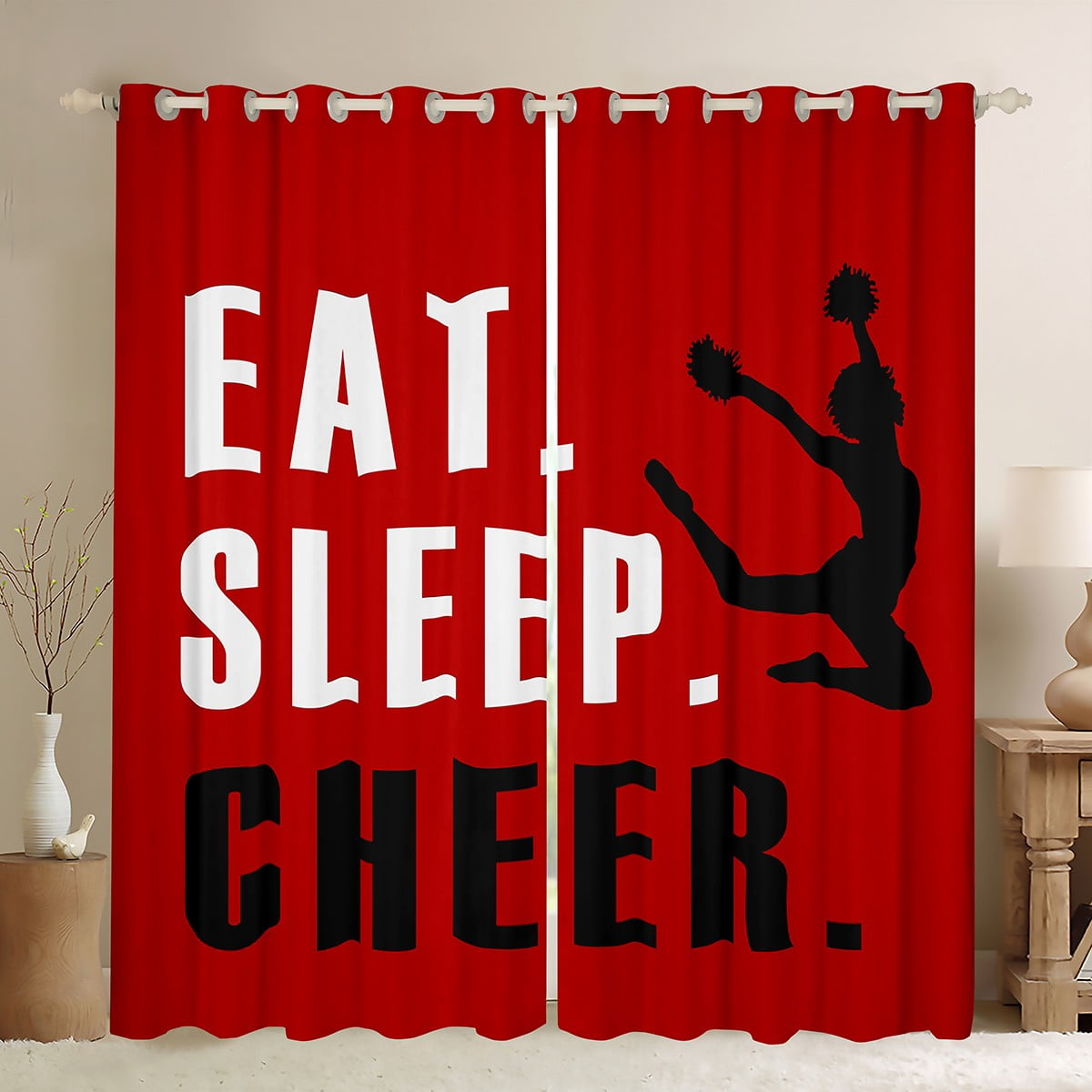 Castle Fairy Eat Sleep Cheer Blackout Curtains Set of 2 (52x84 Each ...