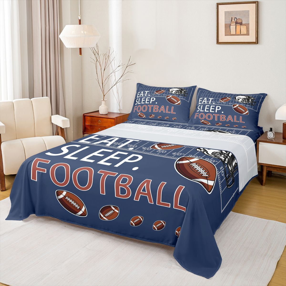 Castle Fairy Eat Sleep Football Bed Sheets for Kids Teens,Ball Gamer ...