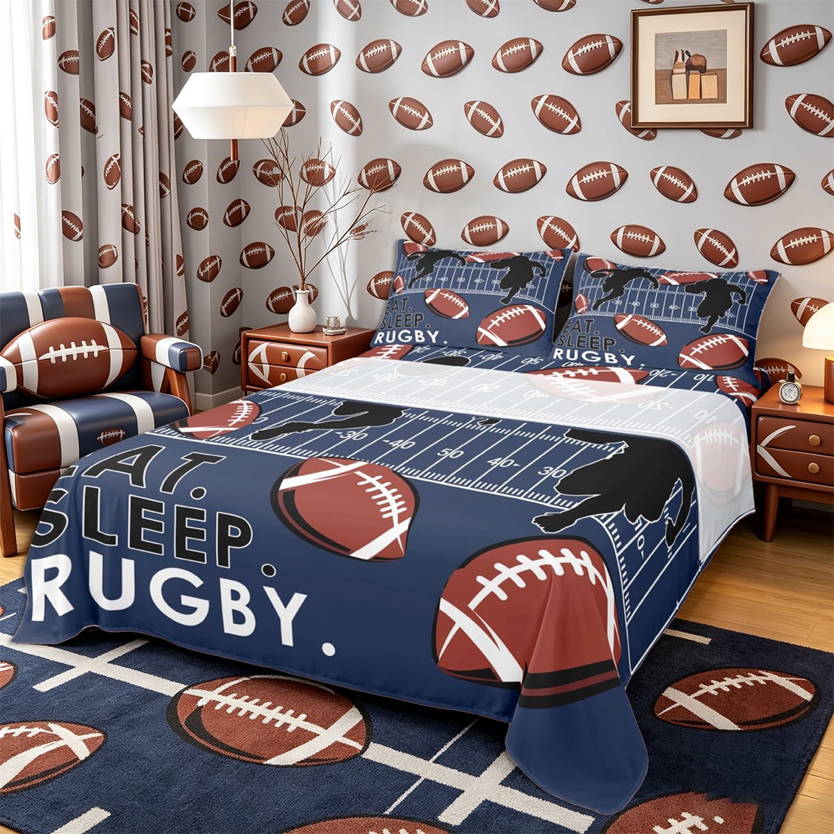 Castle Fairy Eat Sleep Football Queen Sheets 4 Pieces, Rugby Court ...