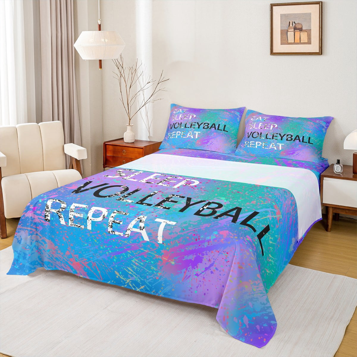 Castle Fairy Eat Sleep Volleyball 4 Pieces Queen Sheet Sets for Boys ...