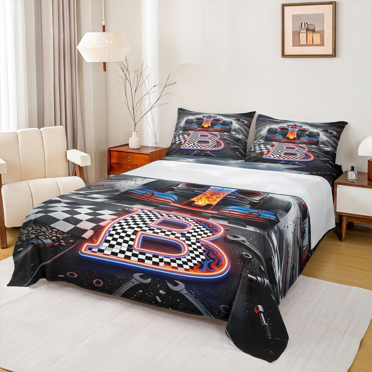 Castle Fairy Edgy Race Car Full Size Sheets 4-Piece for Teens, Grunge ...