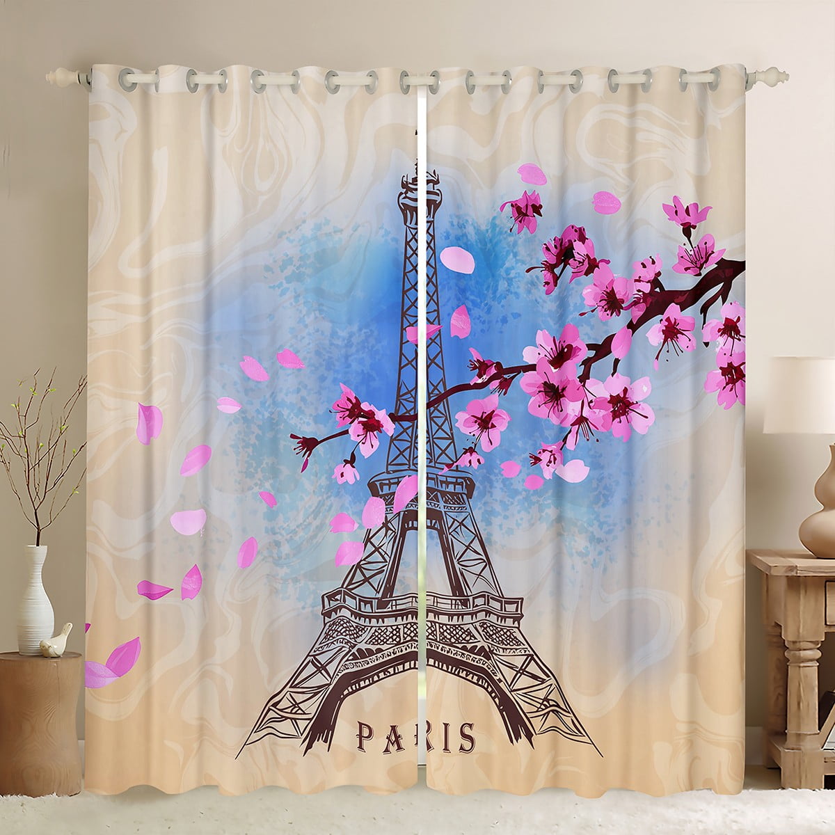 Castle Fairy Eiffel Tower Blackout Curtains Set of 2 (52x84 Each ...