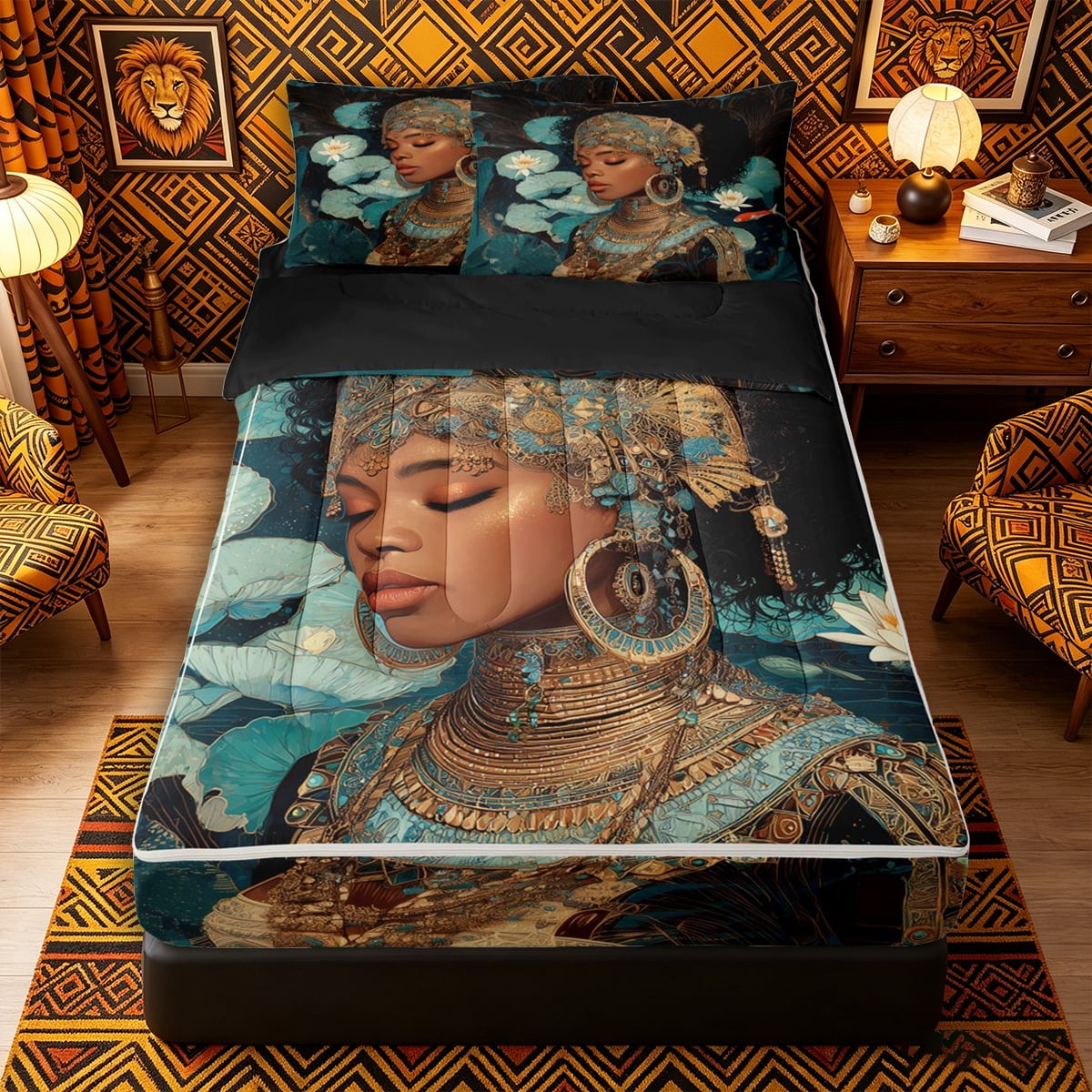 Castle Fairy Elegant African Queen Zipper Twin Comforter Sets with ...