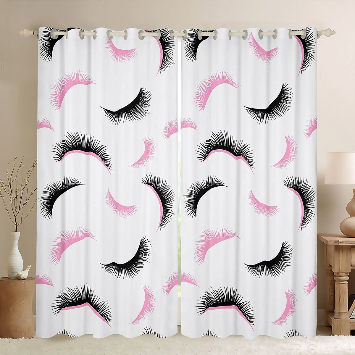 Castle Fairy Elegant Eyelash Blackout Curtains Set of 2 (52x84 Each ...