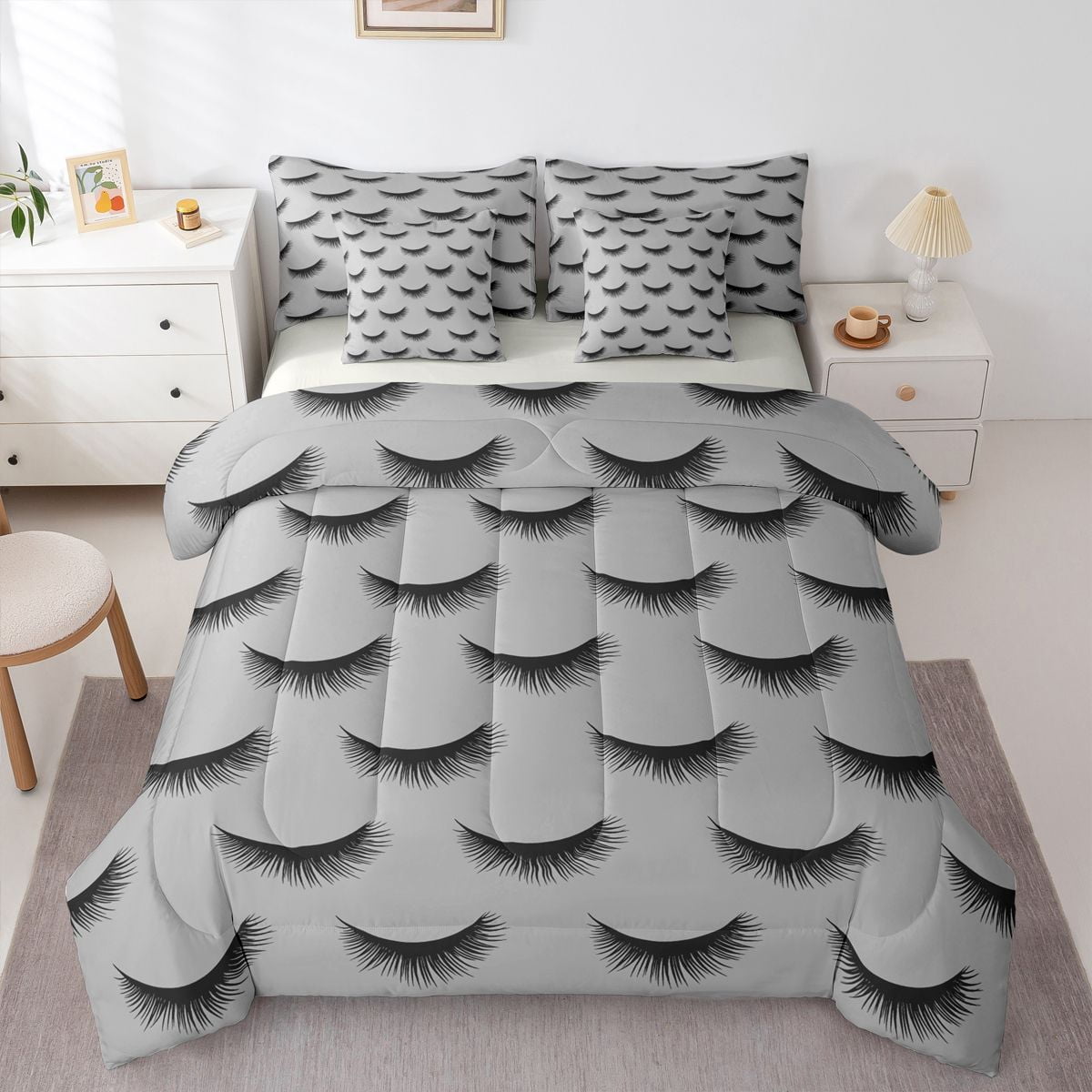 Castle Fairy Elegant Glitter Eyelash Bedding Comforter Set 7 Pieces for ...