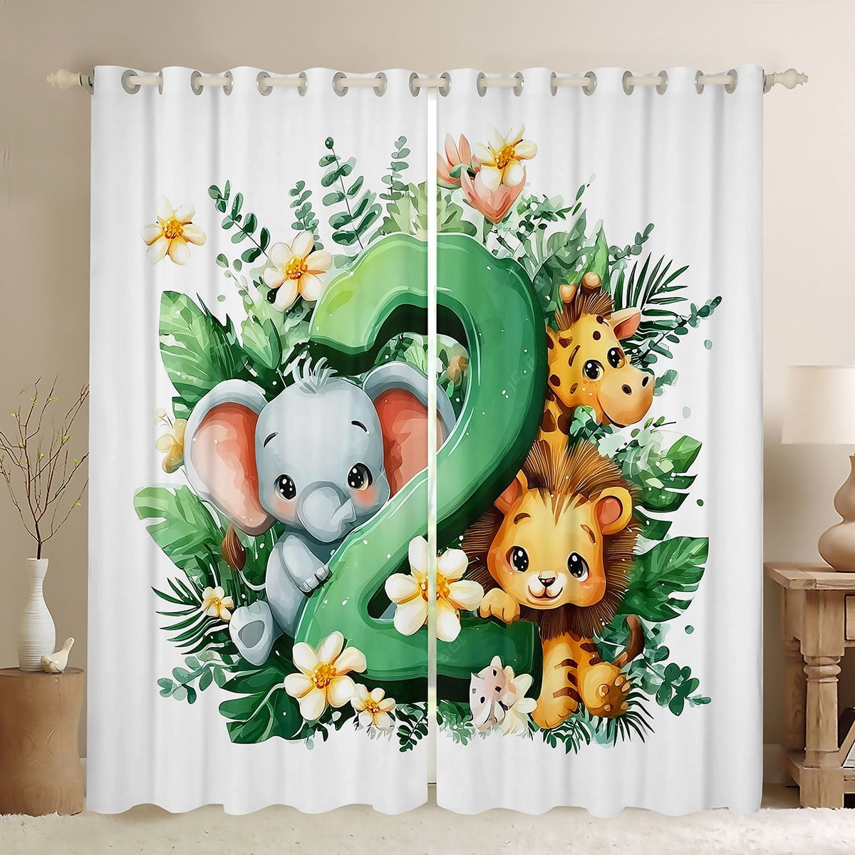 Castle Fairy Elephant Lion Giraffe Blackout Curtains,Number Two ...