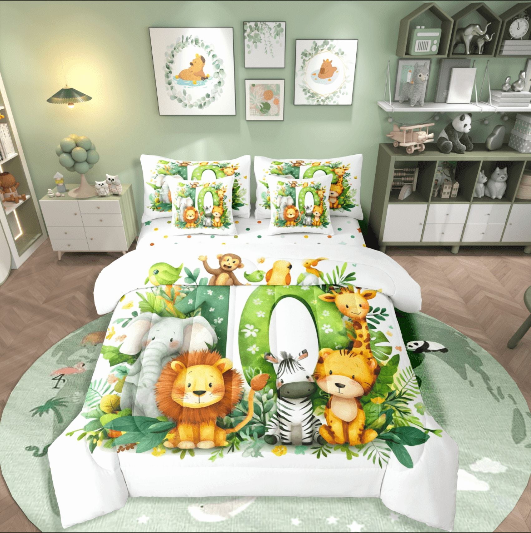 Castle Fairy Elephant Tiger Lion Giraffe 7-Piece Twin Bedding Sets ...