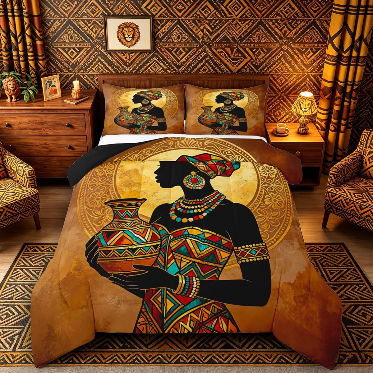 Castle Fairy Ethnic Silhouette Lady With Pot King Size Comforter Sets ...