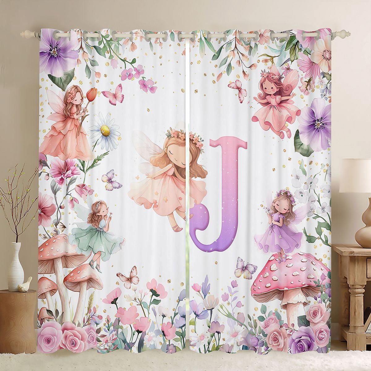 Castle Fairy Fairy Garden Letter J Curtains Pack of 2 (42x84 Each) for ...