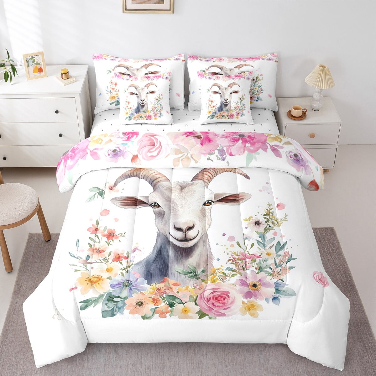 Castle Fairy Farm Animal Goat Bedding Comforter Set 7pcs for Teenagers ...