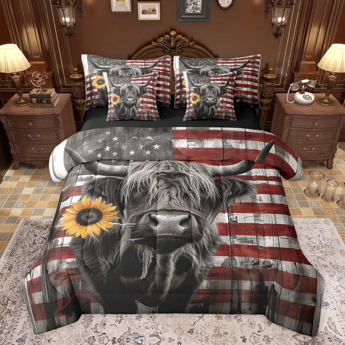 Castle Fairy Farm Highland Cattle Twin Bedding Sets 7-Piece for Boys ...