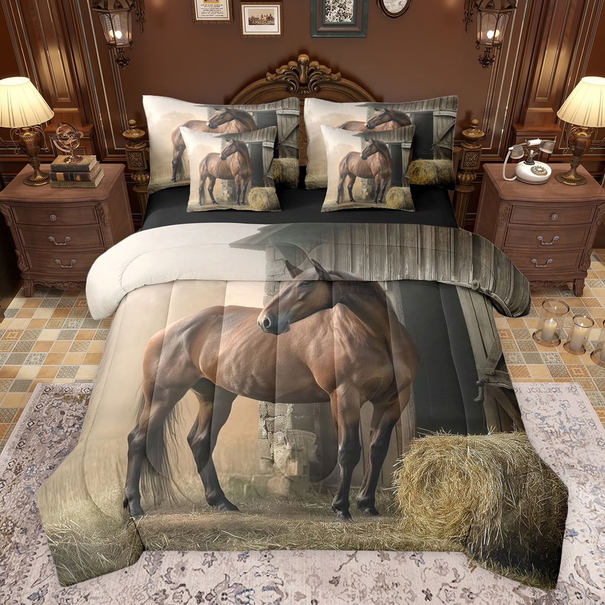 Castle Fairy Farm Horse Bedding Comforter Set 7 Pieces for Boys Girls ...