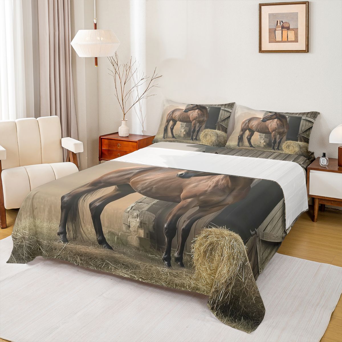 Castle Fairy Farm Horse Full Size Sheets 4-Piece for Boys Girls,Rustic ...