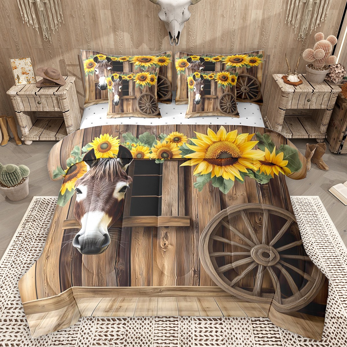 Castle Fairy Farmhouse Animal Donkey Bedding Comforter Set 7pcs for ...