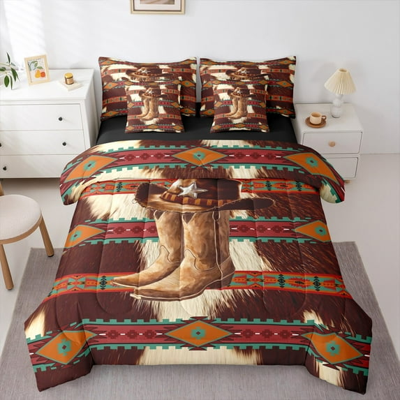 Castle Fairy Farmhouse Cow Print Bedding Comforter Set,Bohemian Aztec ...