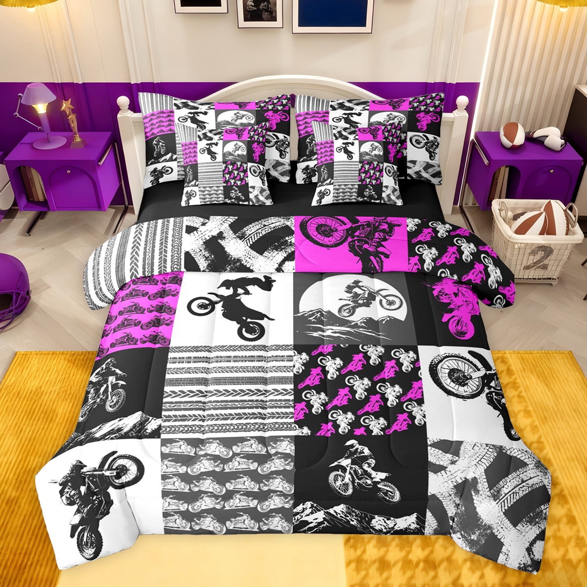 Castle Fairy Fast Motorbike Dirt Bike Bedding Comforter Set 7 Pieces ...