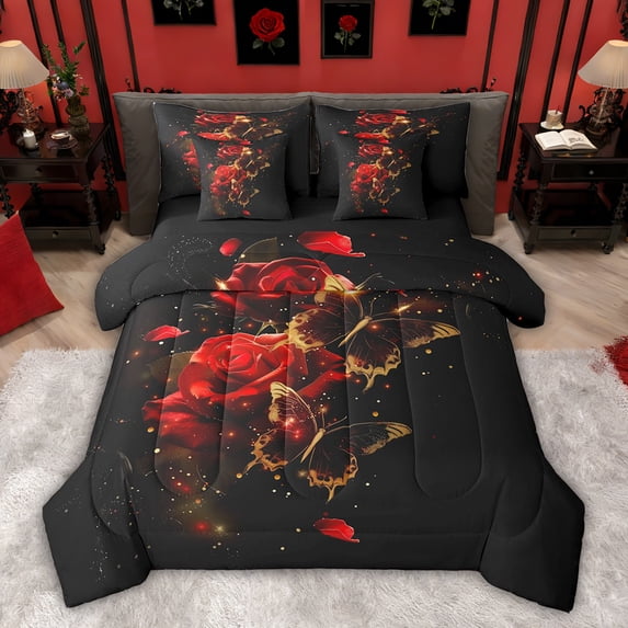 Castle Fairy Female Floral Rose Bedding Comforter Set,Romantic Festival ...