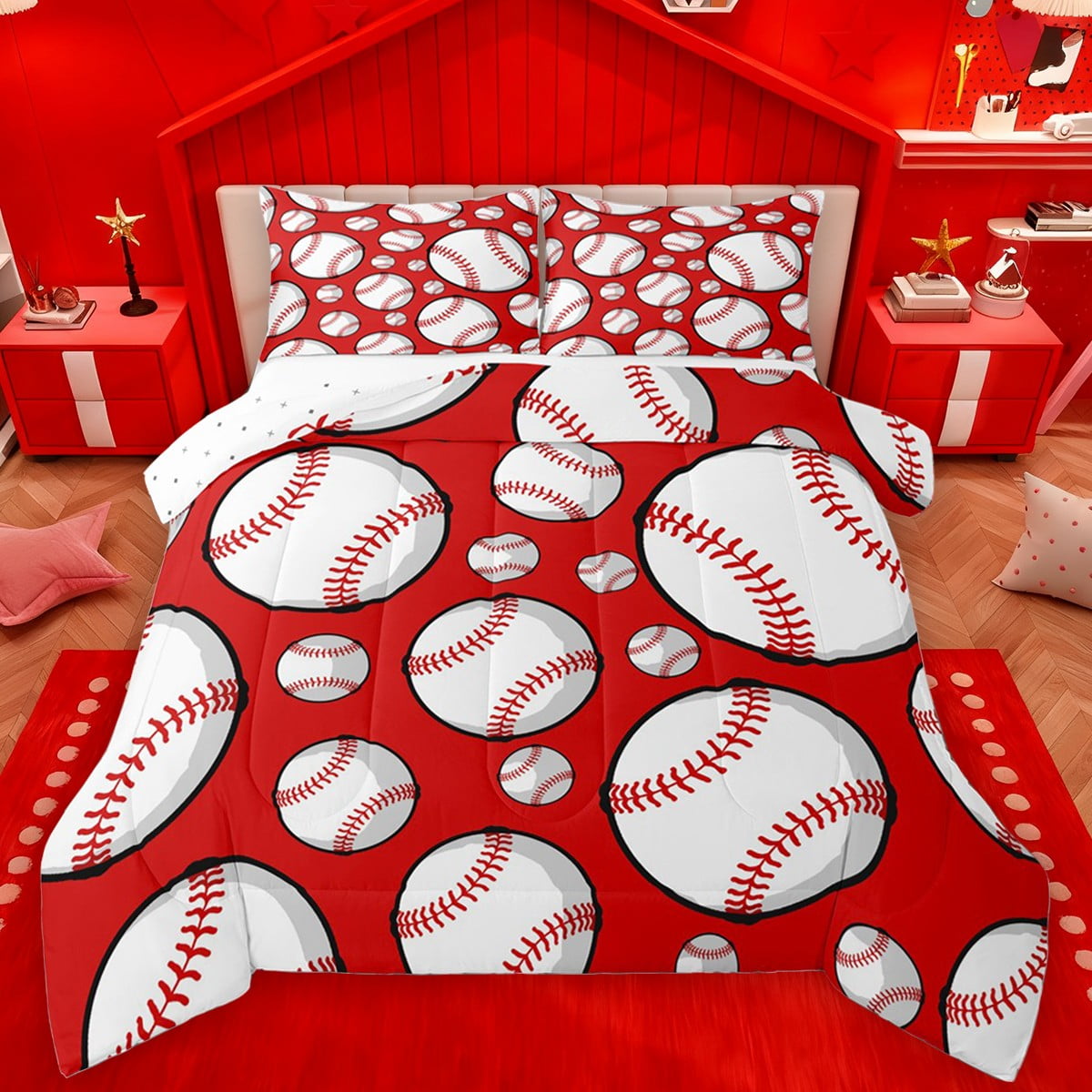 Castle Fairy Female Men Adults Baseball Game 3 Pieces Queen Comforter ...