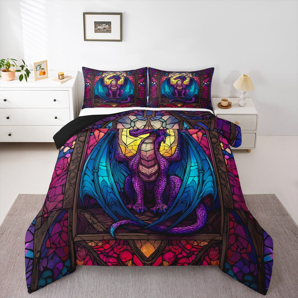Castle Fairy Magical Dragon Comforter Set (Full), 3-Piece - Walmart.com