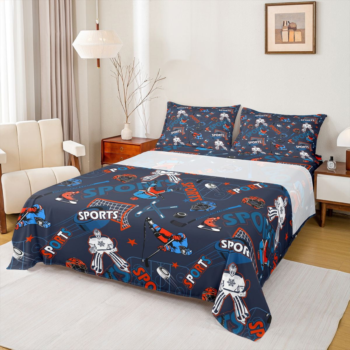 Castle Fairy Female Men Adults Sports Ice Hockey 4 Pieces Queen Sheet ...