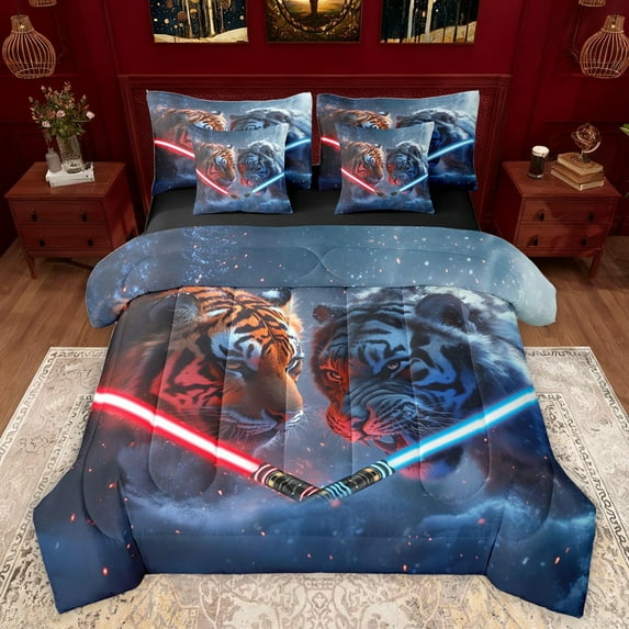 Castle Fairy Female Men Adults Tiger Animal Bedding Comforter Set 7 ...