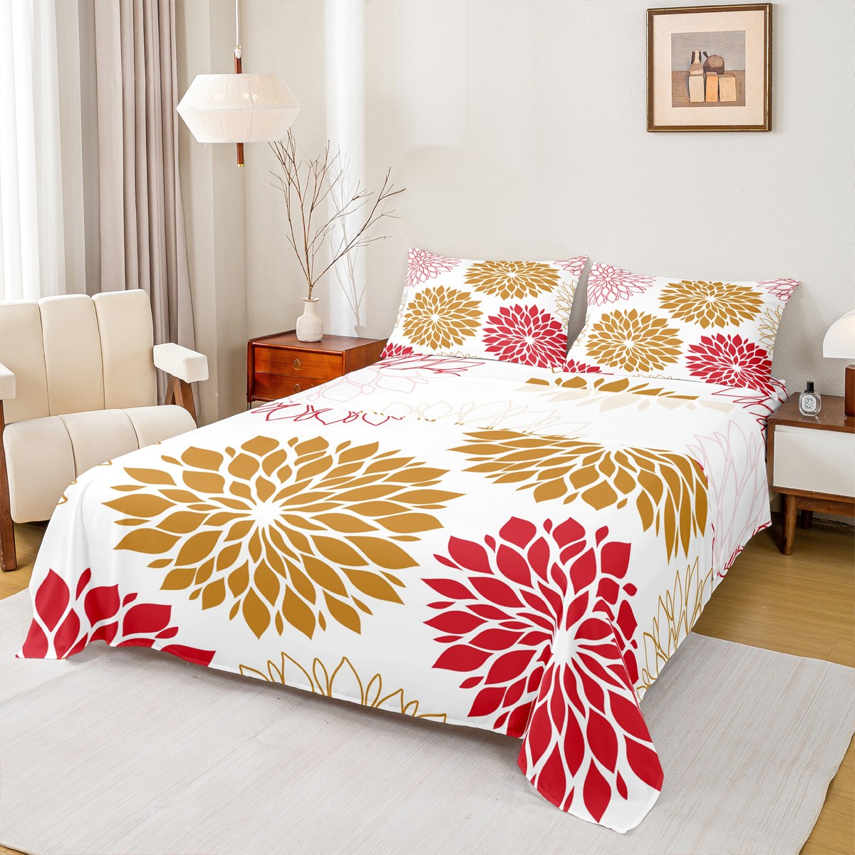 Castle Fairy Female Men Chic Flowers Full Size Sheets 4-Piece,Groovy ...