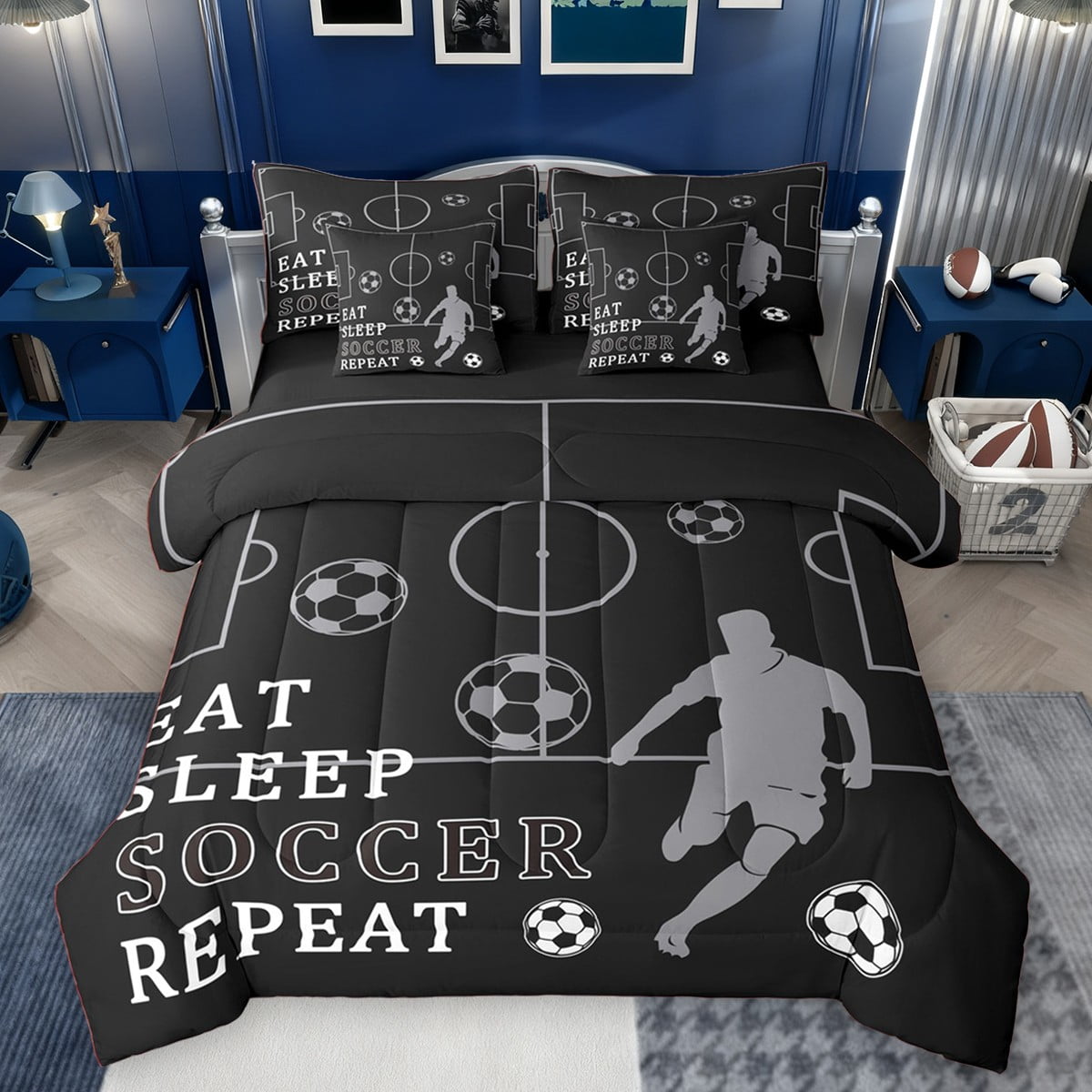 Castle Fairy 7-Piece Soccer Twin Bedding Comforter Set - Walmart.com
