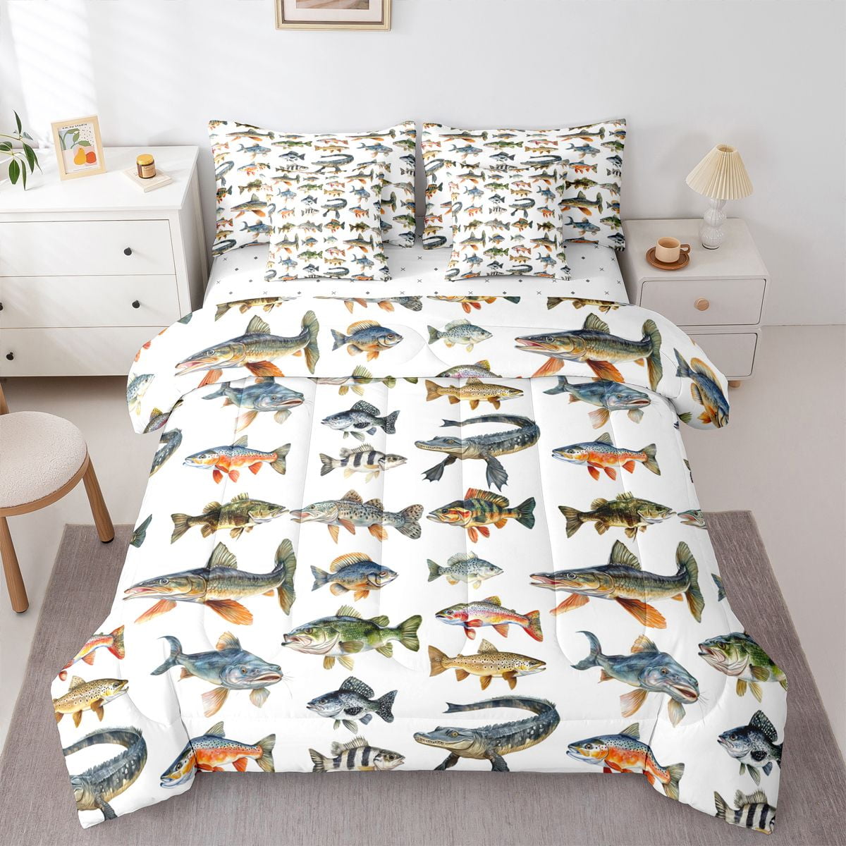 Castle Fairy Female Men Fishing Hunting Bedding Comforter Set,Fish ...