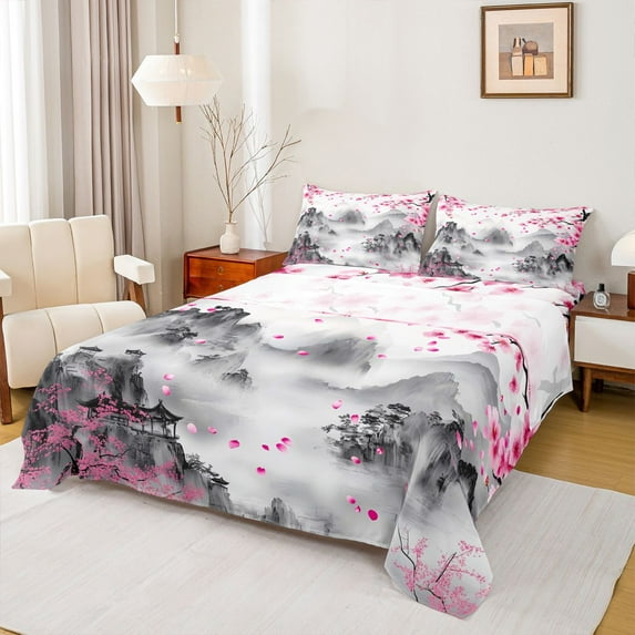 Castle Fairy Female Men Japanese Style Full Size Sheets,Floral Sakura ...