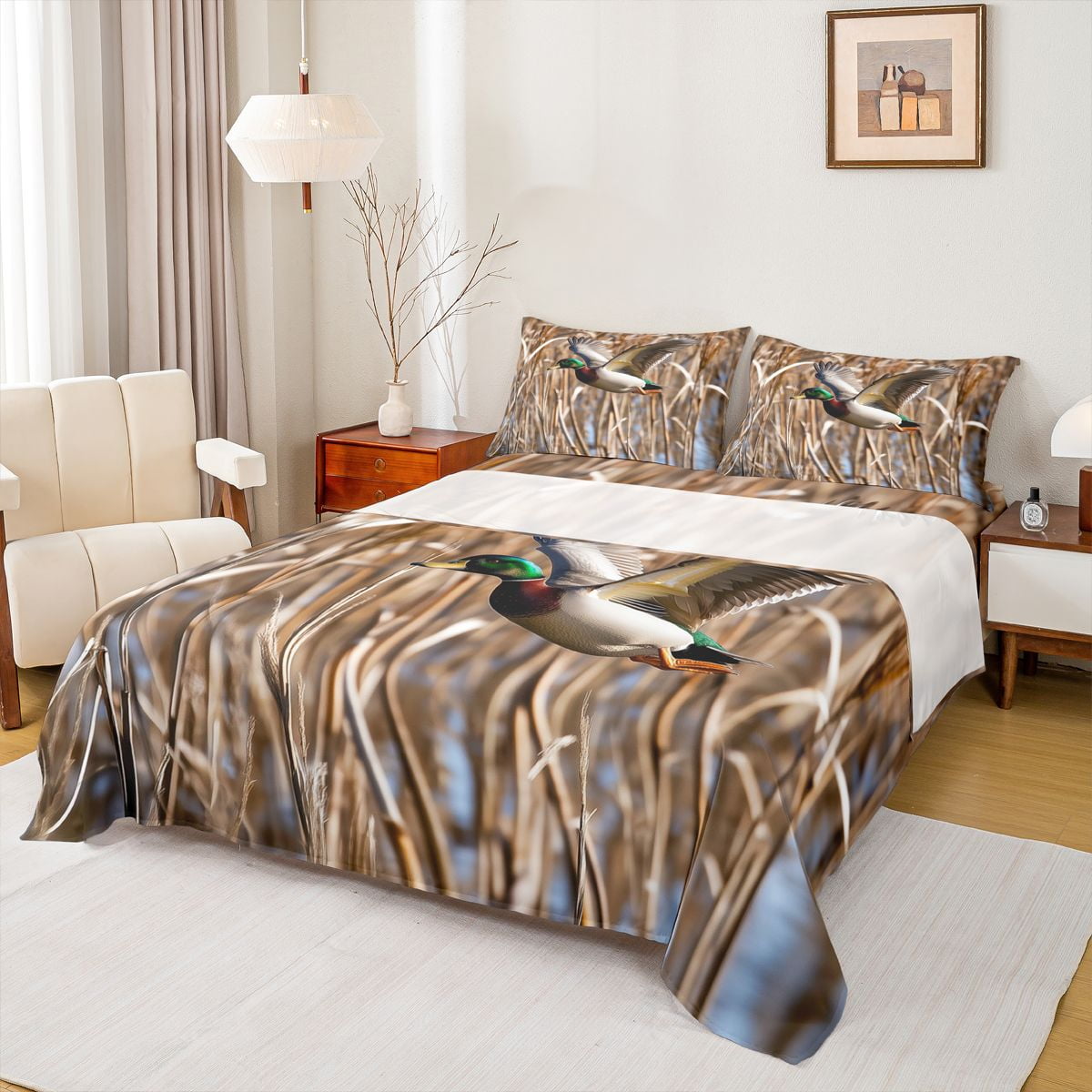 Castle Fairy Female Men Mallard Duck Queen Sheet Sets,Autumn Animal Bed ...