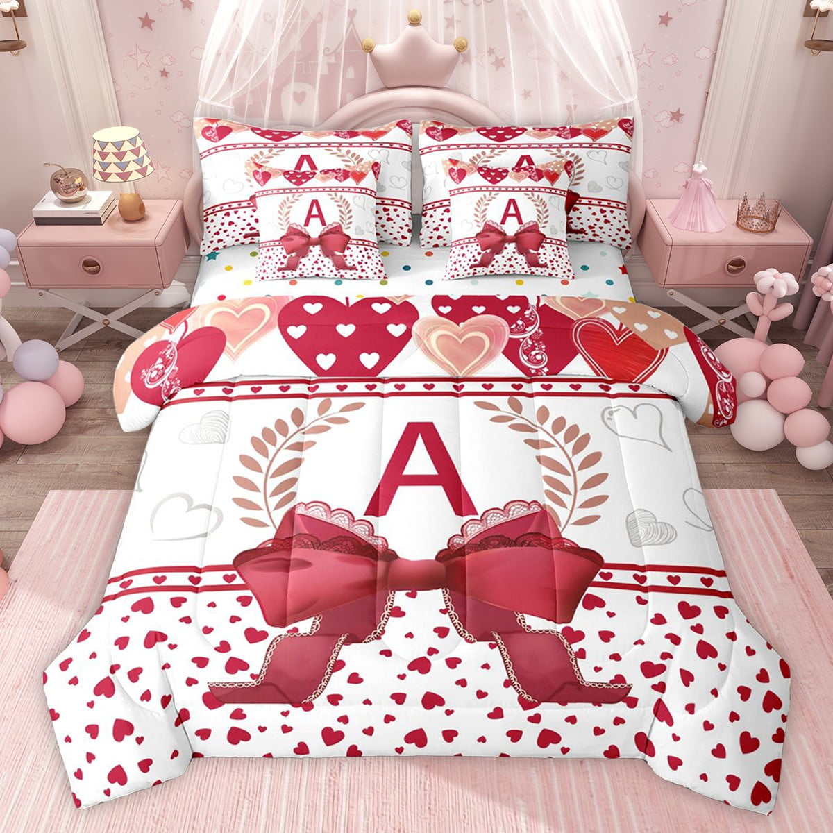 Castle Fairy Female Men Personalized Initial A Bedding Comforter Set 7 ...