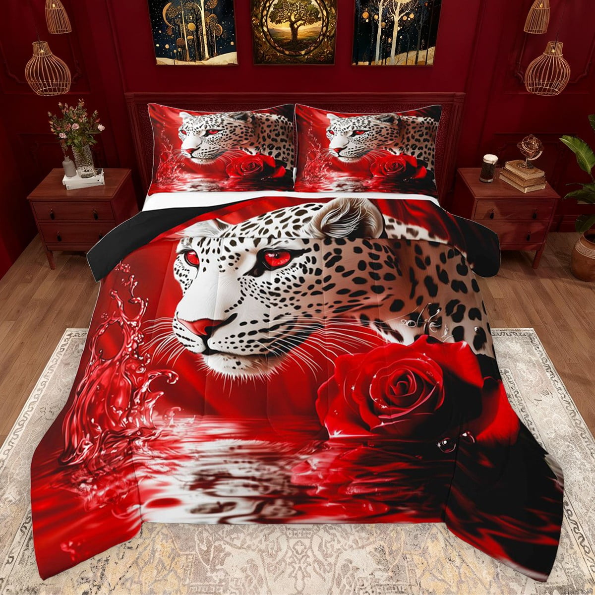 Castle Fairy Female Men Women Animal Cheetah Full Size Comforter Sets 3 ...