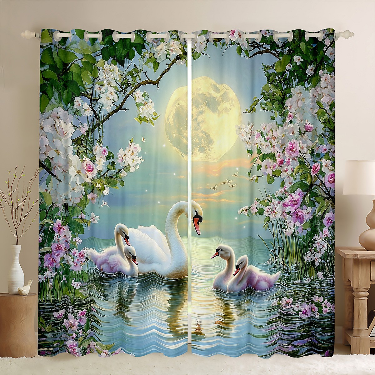 Castle Fairy Female Men Women Animal Swan Black Out Curtains,Romantic ...