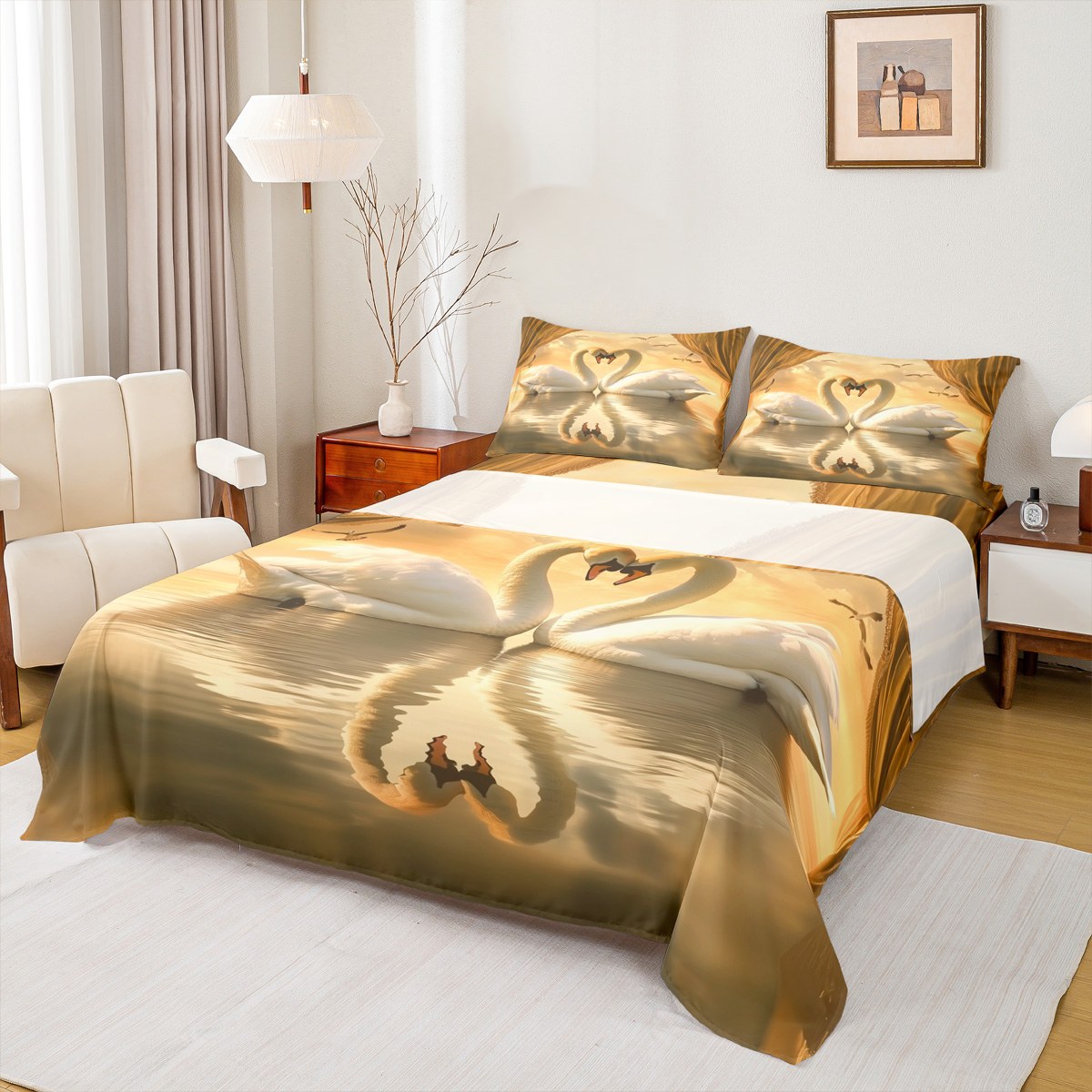 Castle Fairy Female Men Women Animal Swan Couple 4pcs Bed Sheets ...