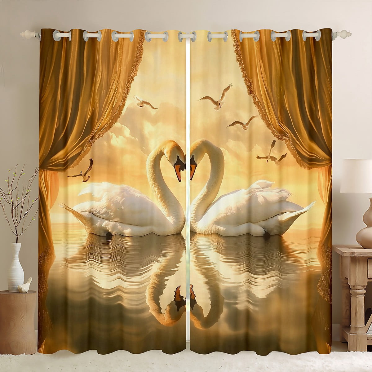 Castle Fairy Female Men Women Animal Swan Couple Curtains Pack of 2 ...