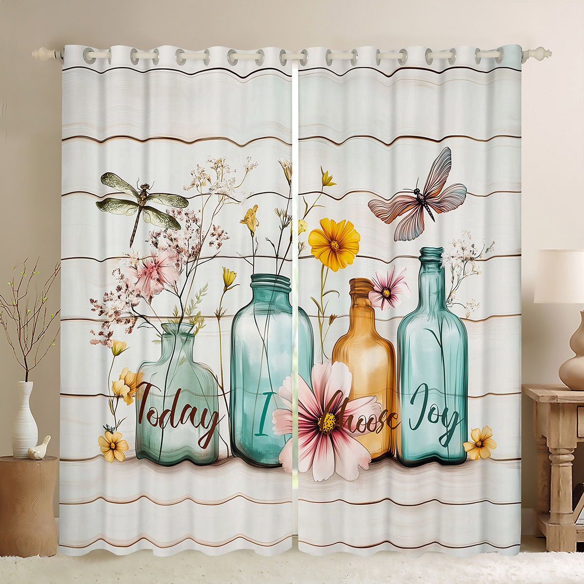 Castle Fairy Female Men Women Chic Floral Flowers Blackout Curtains Set ...