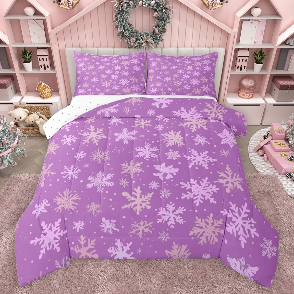 Castle Fairy Female Men Women Christmas Xmas 3 Pieces Queen Comforter ...