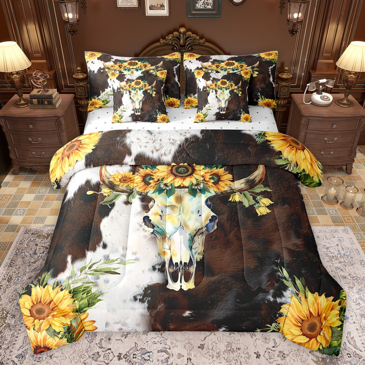 Castle Fairy 7-Piece Bull Skull Cow King Bedding Comforter Set ...