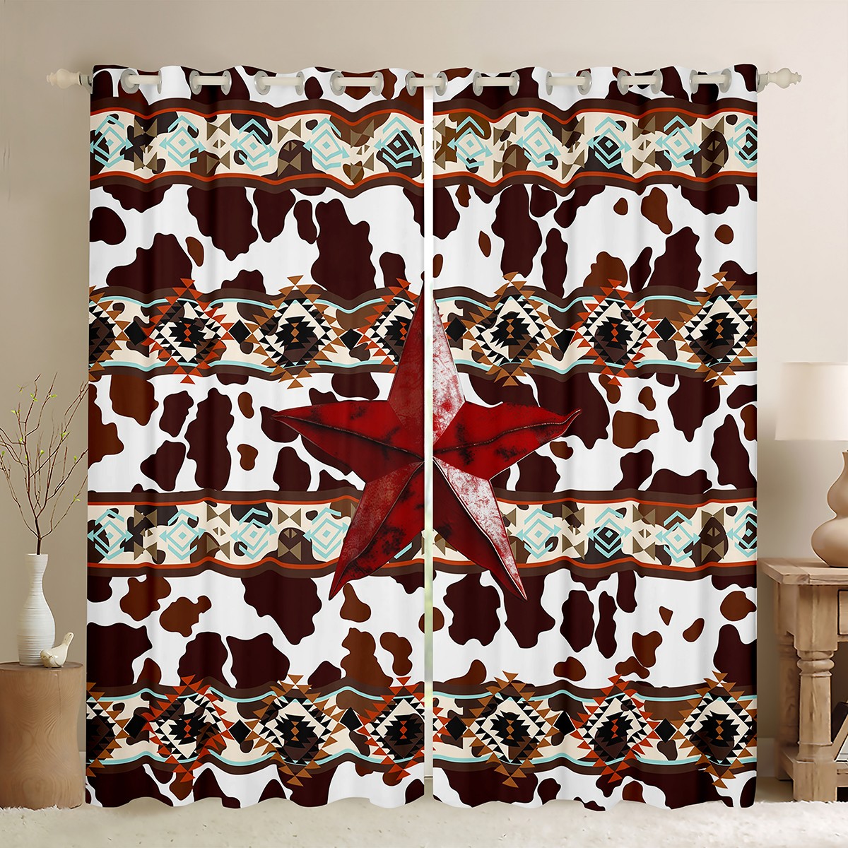 Castle Fairy Female Men Women Red Texas Stars Blackout Curtains Set of ...