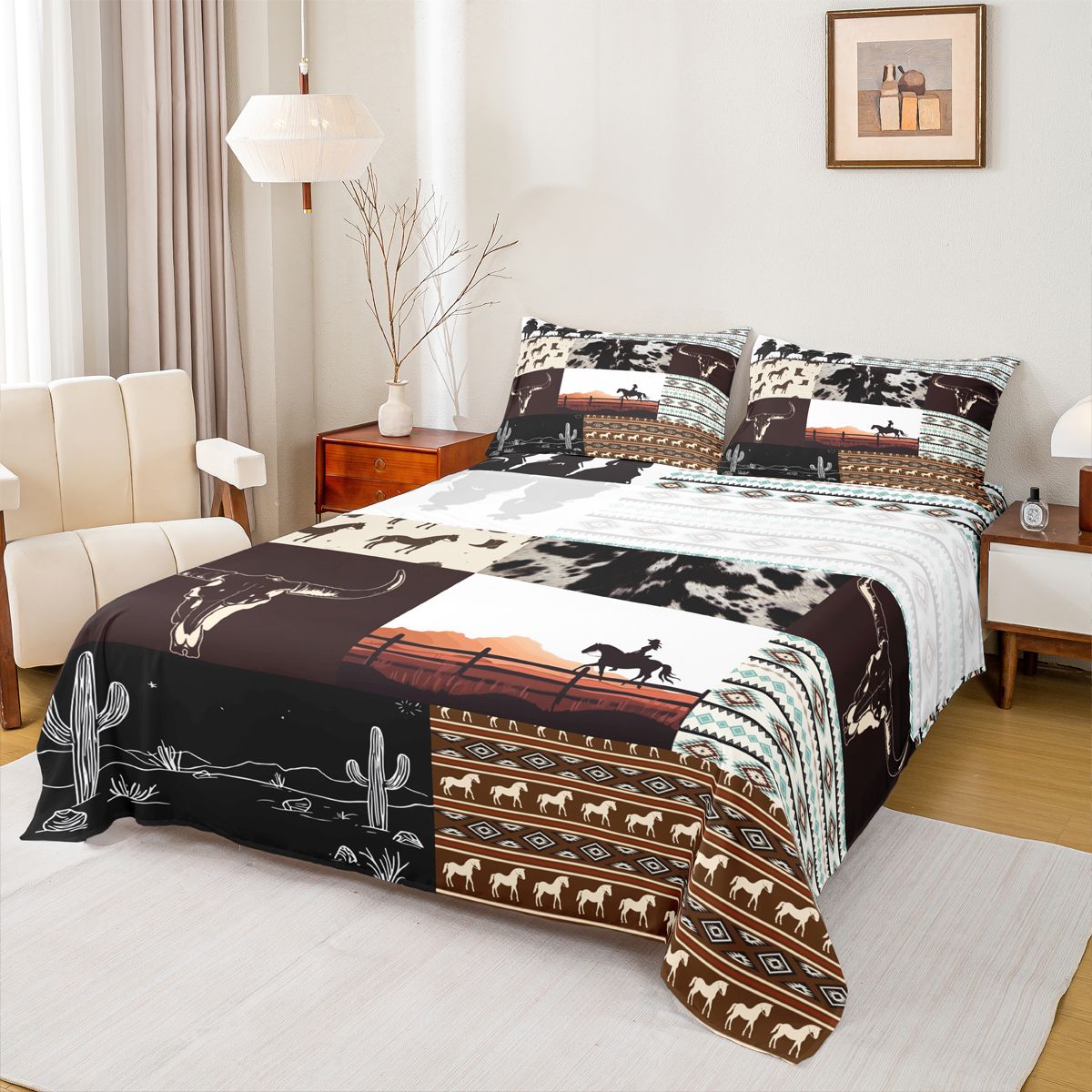 Castle Fairy Female Men Women Western Cowgirl Twin Sheet Sets 3pcs ...