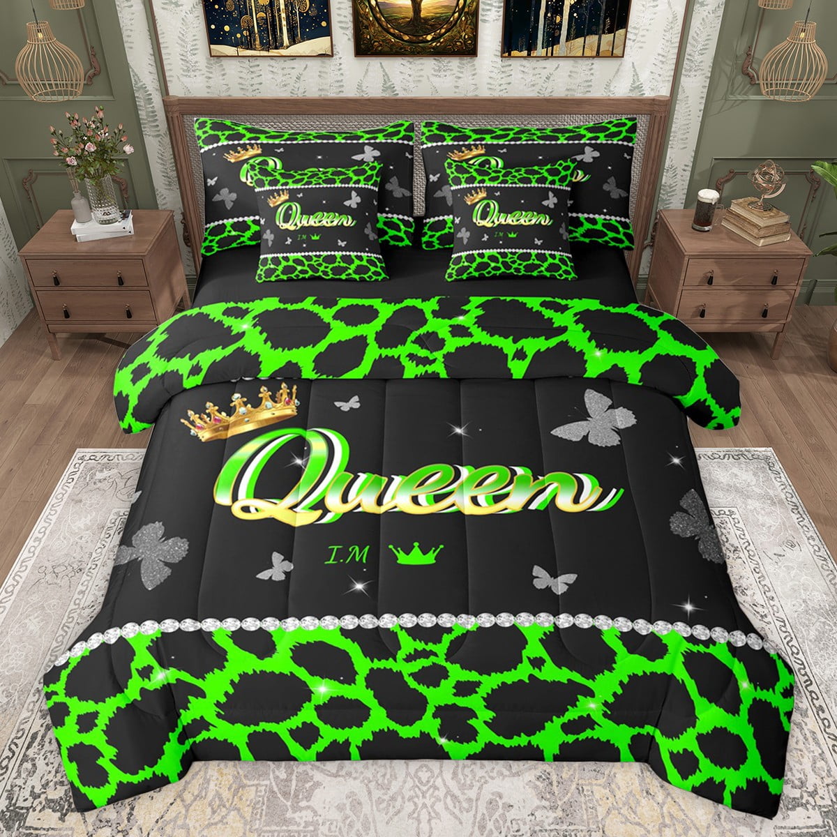 Castle Fairy Female Women Men Gradient Queen Crown Bedding Comforter ...