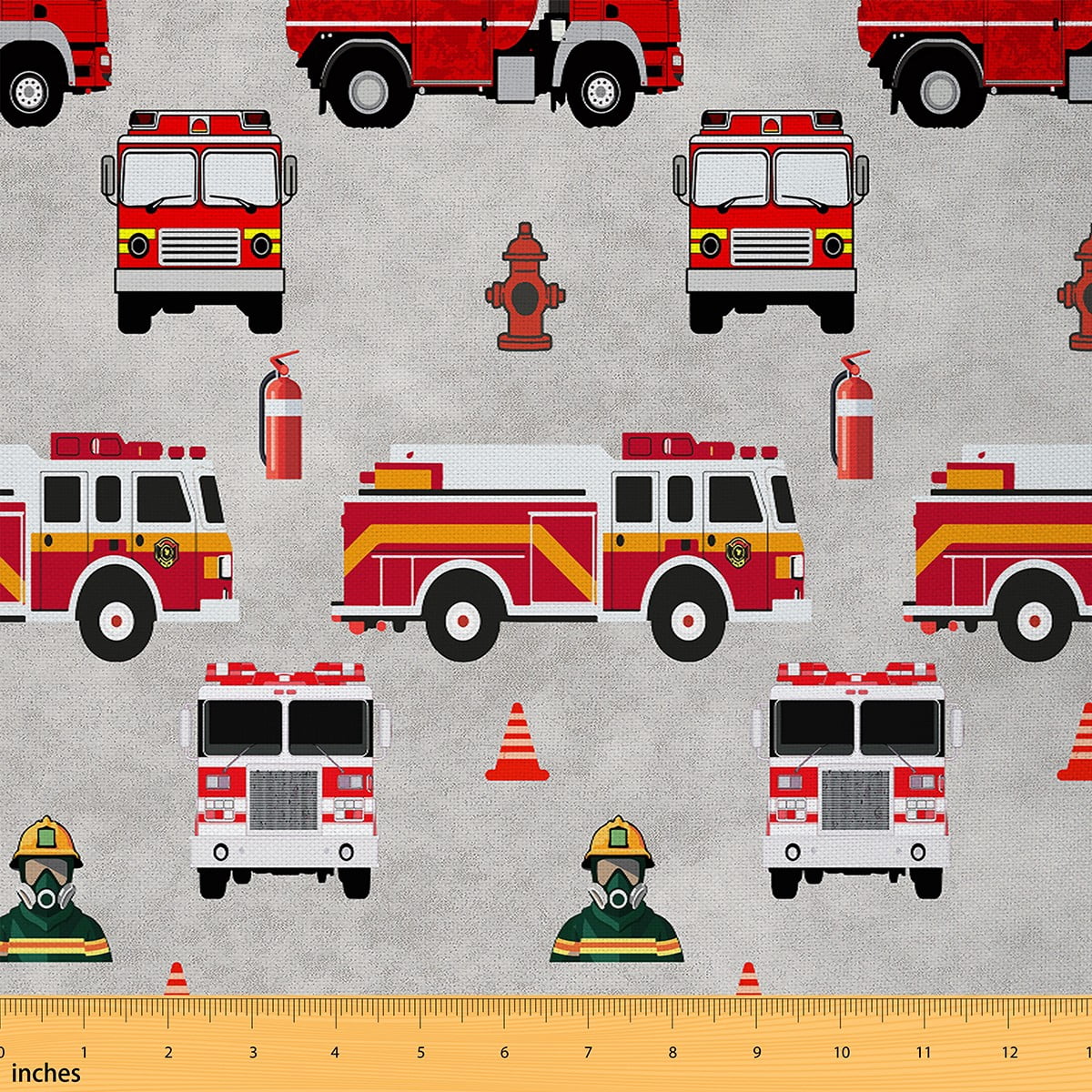 Castle Fairy Fire Truck Boy Fabric by the Yard 3 Yards,Firefighter Car ...