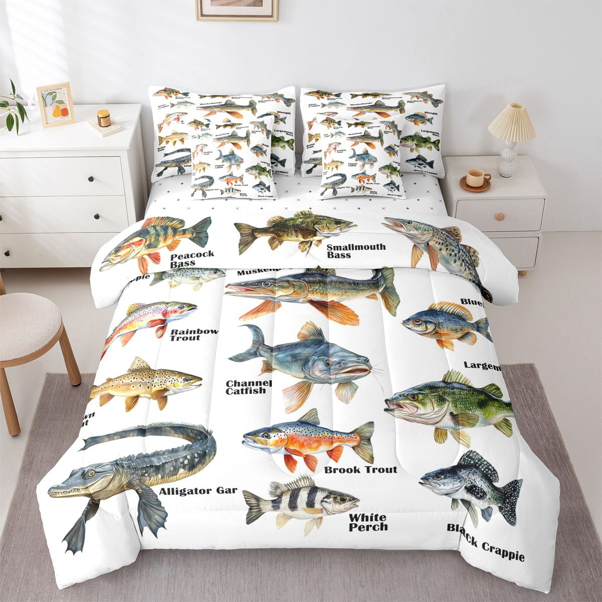 Castle Fairy Fish Wildlife Boy Bedding Comforter Set,Lake Life Queen ...