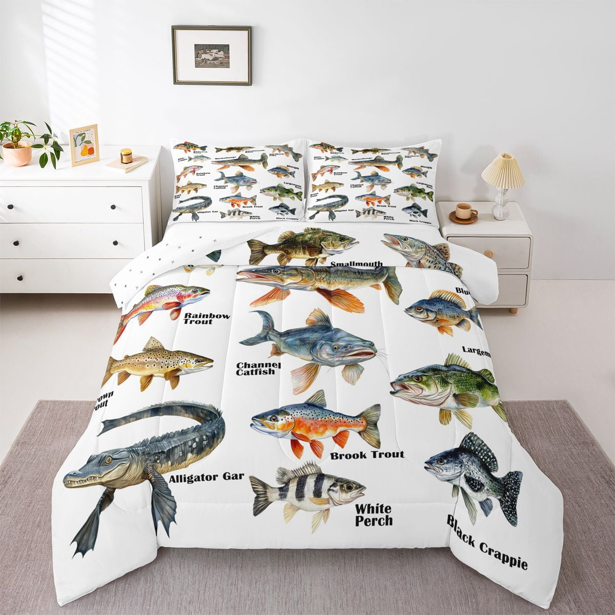 Castle Fairy Fish Wildlife Boy Twin Comforter Sets,Lake Life Bedding ...
