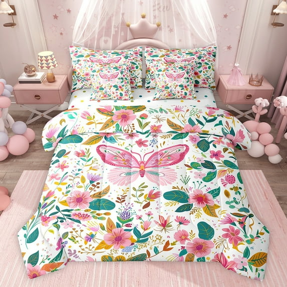 Castle Fairy Floral Butterfly Bedding Comforter Set,Spring Garden Queen ...