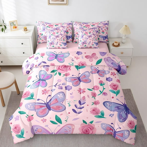 Castle Fairy Floral Butterfly Bedding Comforter Set,Spring Garden Queen ...