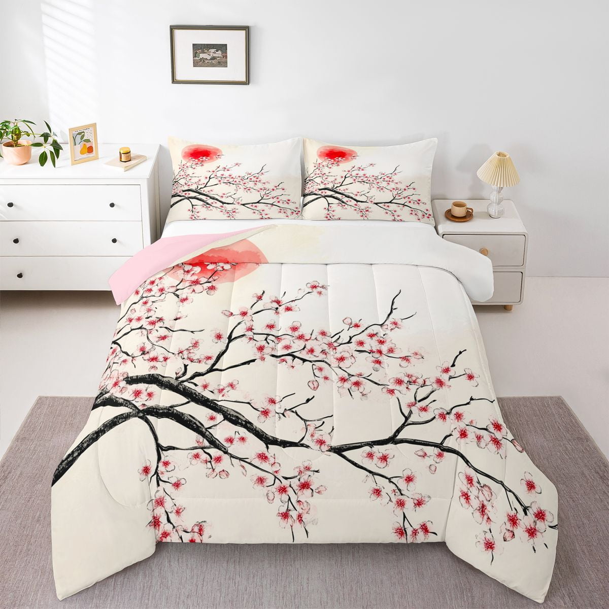 Castle Fairy Floral Cherry Blossom Full Size Comforter Sets,Japanese ...