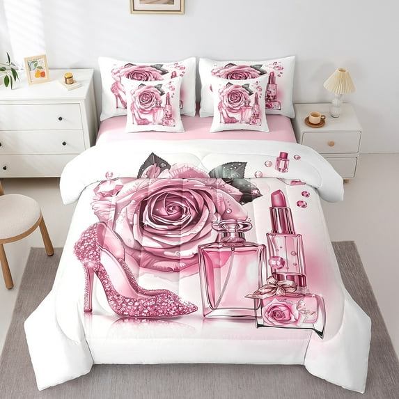 Castle Fairy Floral High Heels Bedding Comforter Set,Valentine's Day ...